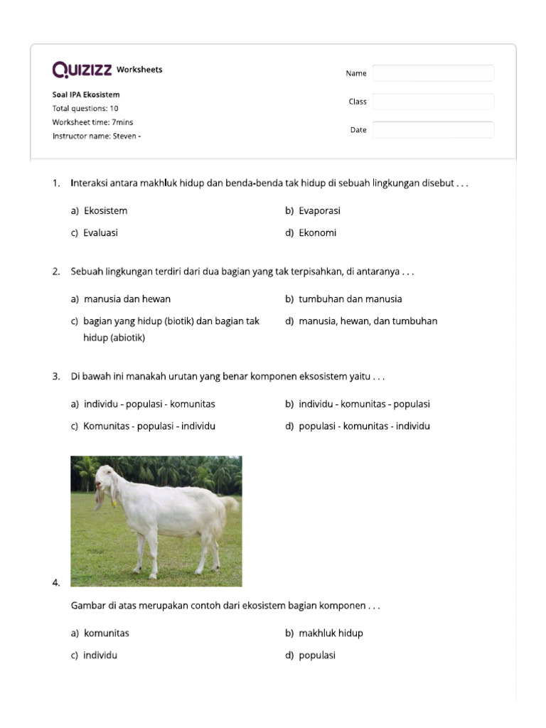 Soal Ipa Ekosistem Kelas 5 Sd Pdf