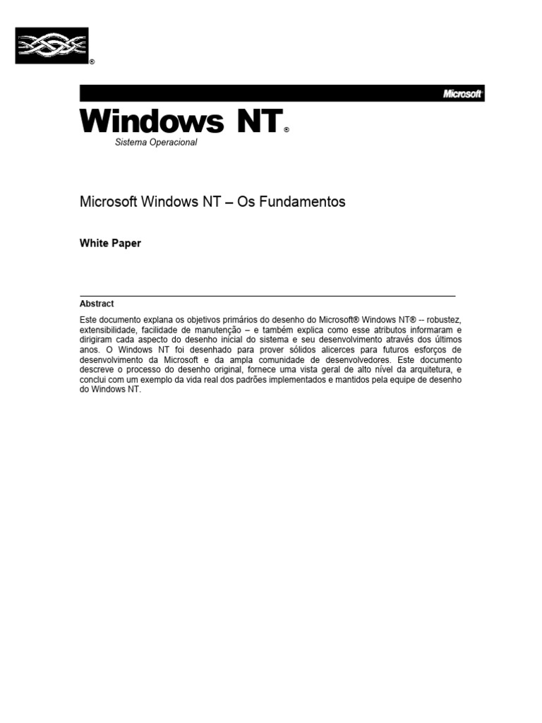Conceitos de Windows NT Server (Port) | PDF | Windows NT | Kernel (sistema operacional)