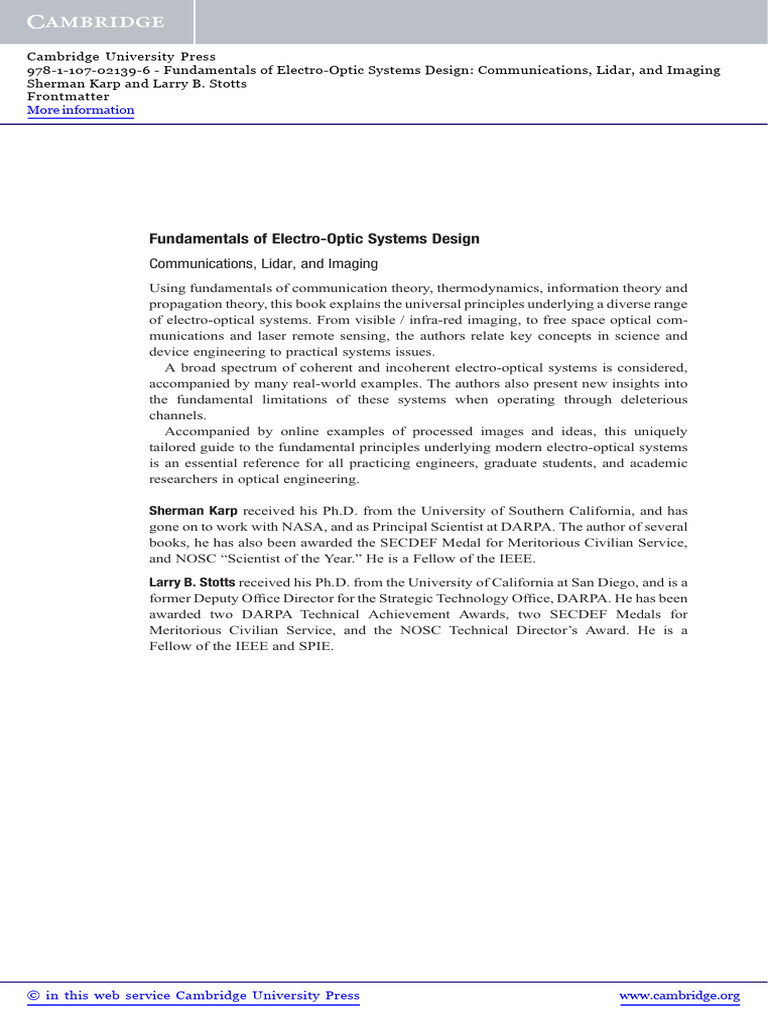 Frontmatter | PDF | Optics | Signal To Noise Ratio