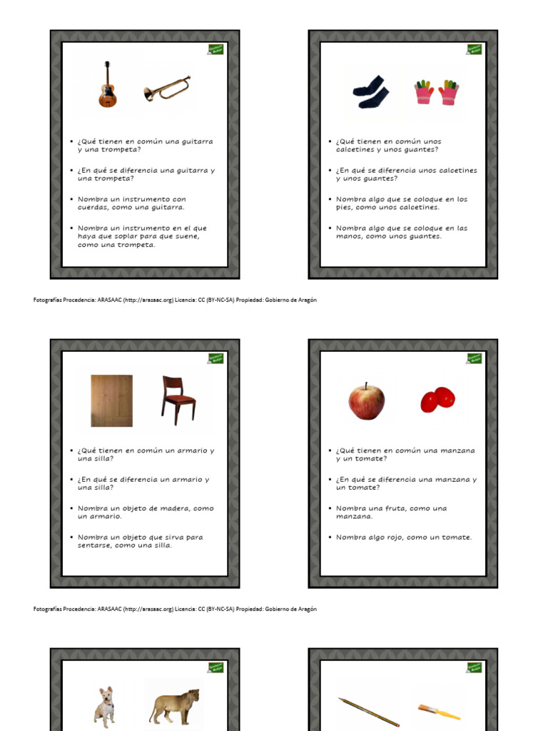 Tarjetas Compara y Contrasta Fotos Reales | PDF | Instrumentos musicales