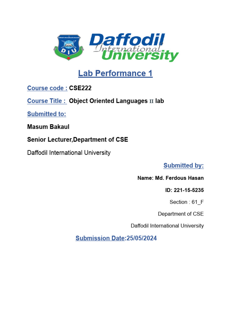 CSE222 Lab Performance Report | PDF