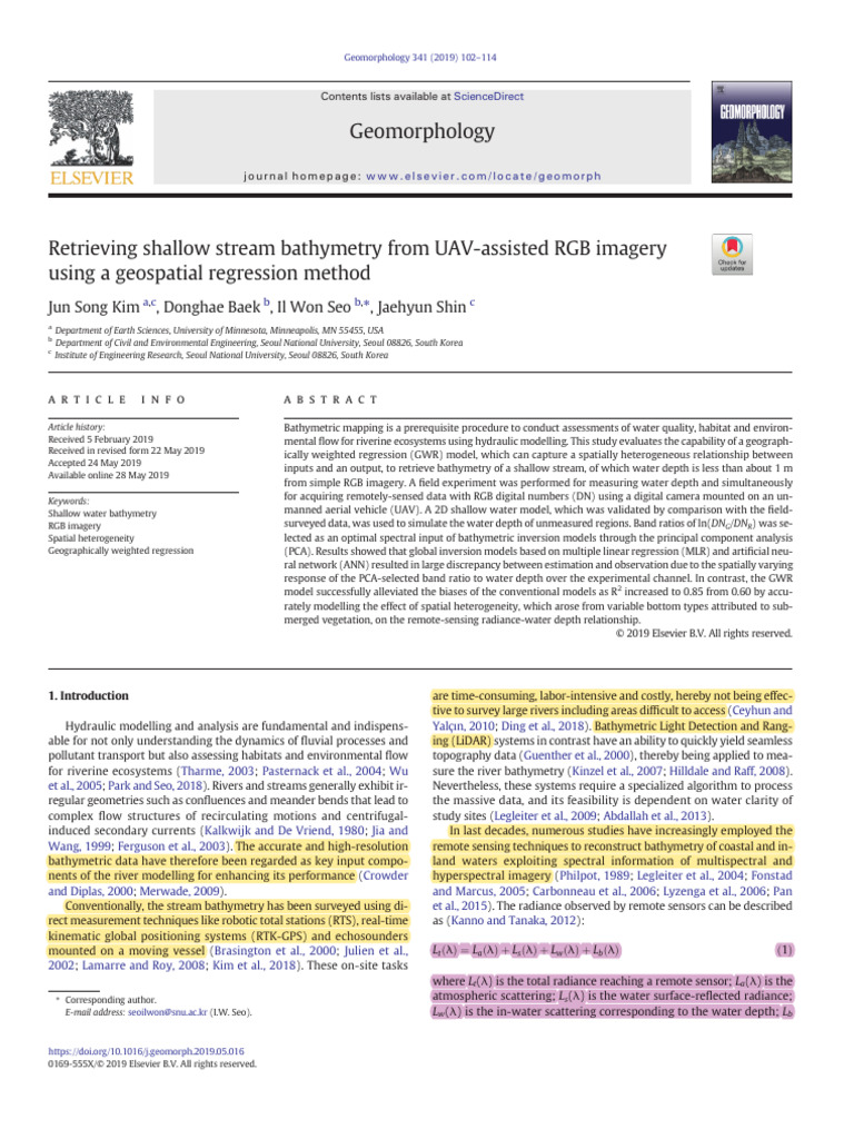 Retrieving Shallow Stream Bathymetry From UAV-assisted RGB Imagery ...