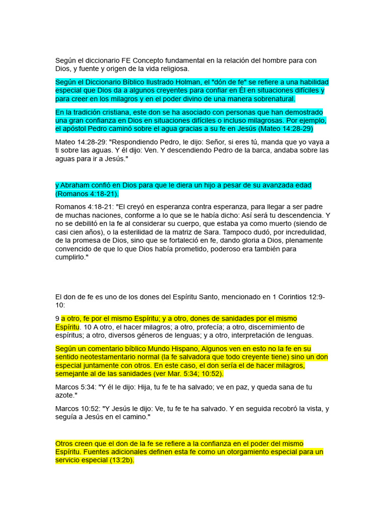 Según El Diccionario FE Concepto Fundamental en La Relación Del Hombre ...