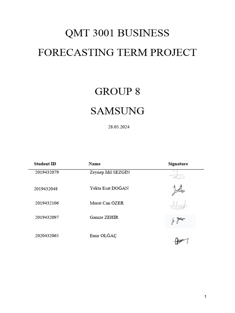 QMT 3001 BUSINESS FORECASTING TERM PROJECT Group 8 | Download Free PDF | Seasonality | Errors ...