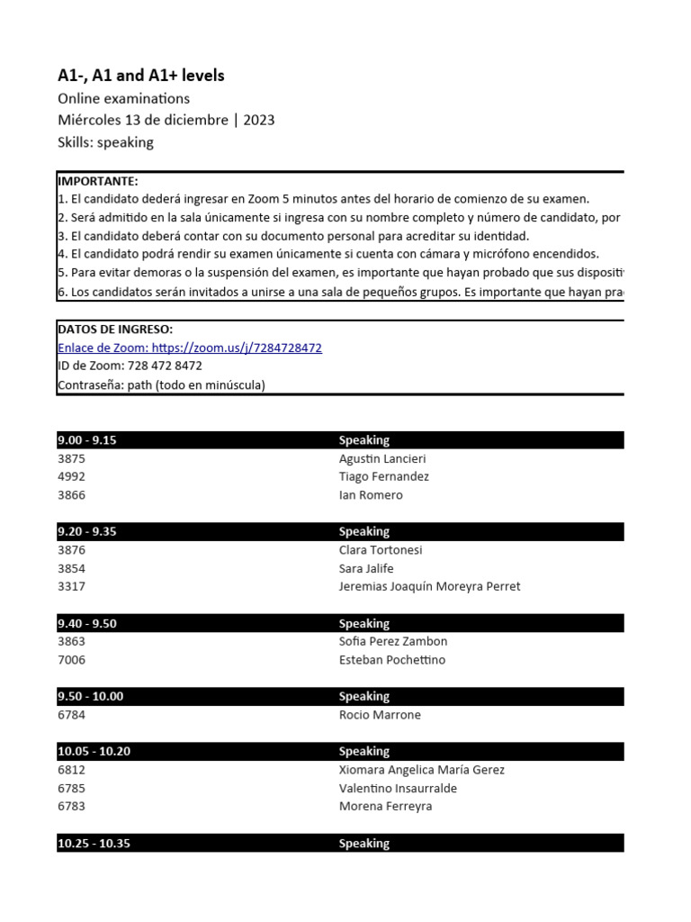 Exámenes Online A1-A1+ 13 Diciembre 2023 | PDF | Software de la ...