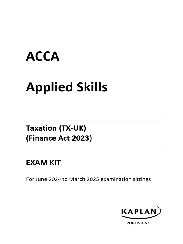 Look Inside Exam Kit Acca Taxation | PDF | Taxes | Income