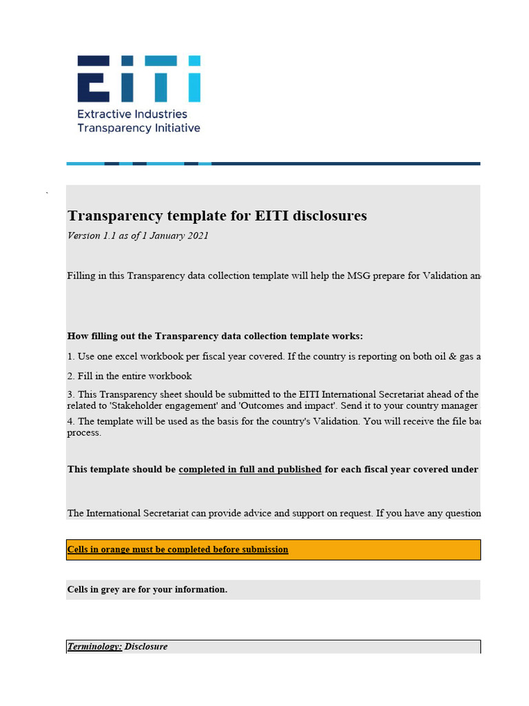 Nigeria Eiti Validation Transparency Template | PDF | Finance & Money ...