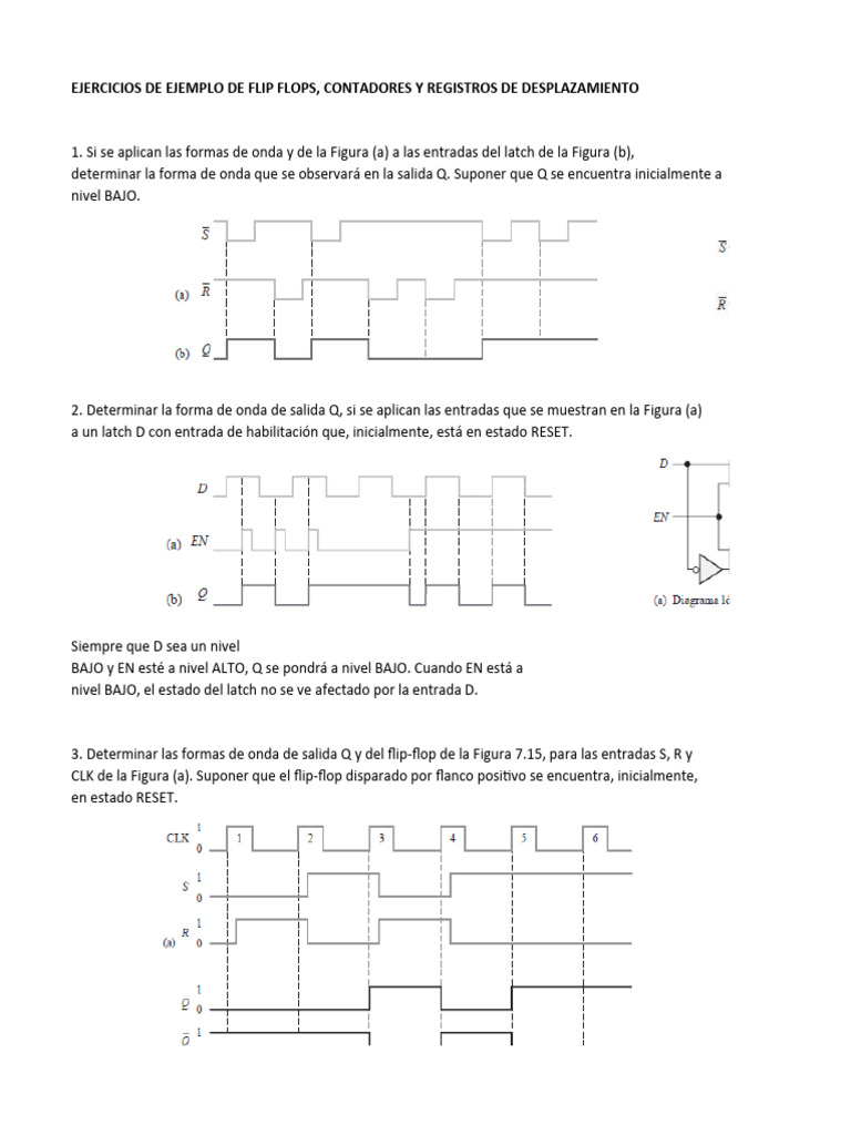 Ejercicios de Ejemplo de Flip Flops, Contadores y Registros de Desplazamiento | PDF ...