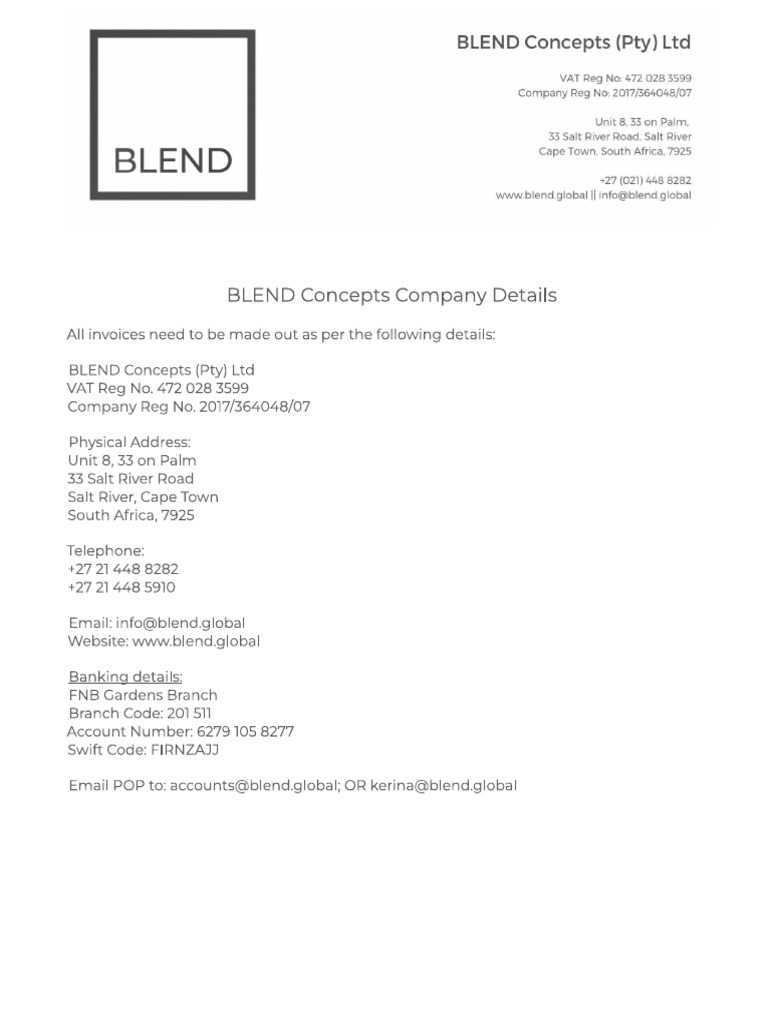 Blend Company Details | PDF