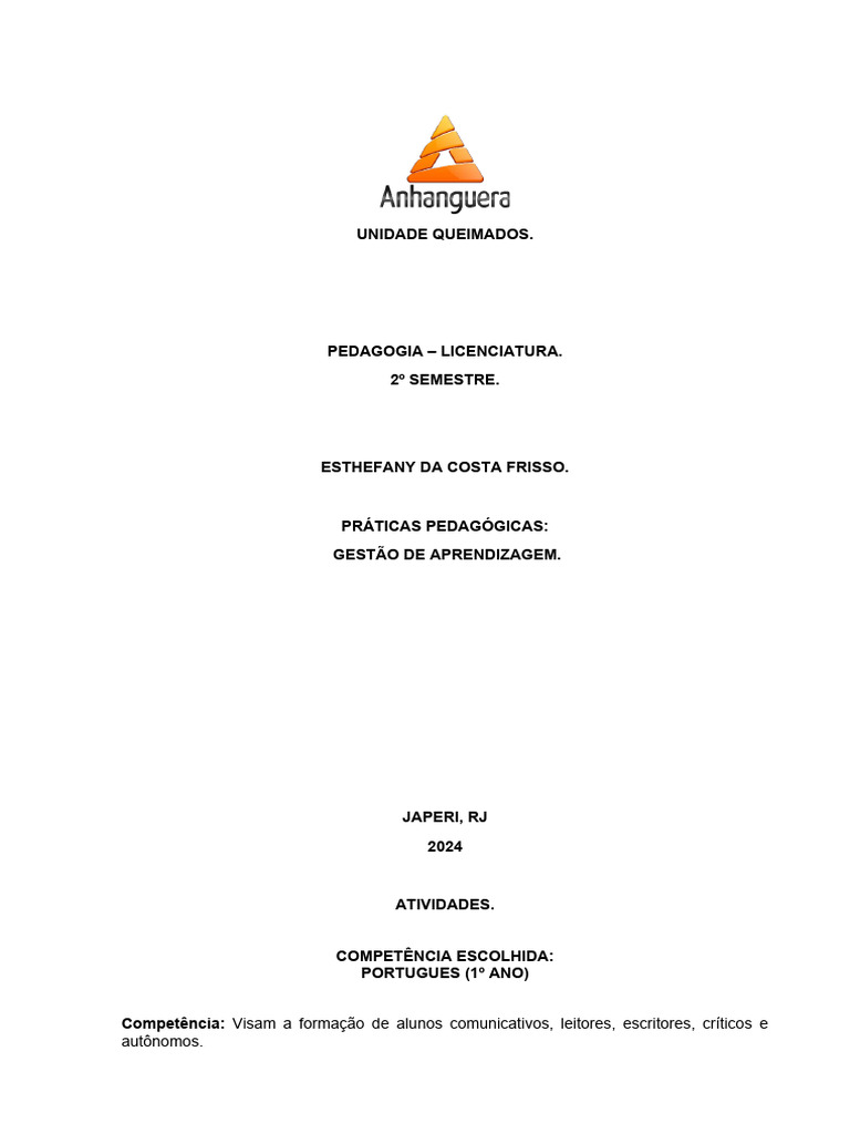 Atividades de Português para 1º Ano | PDF | Pedagogia