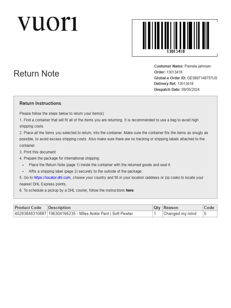 Return Label | PDF