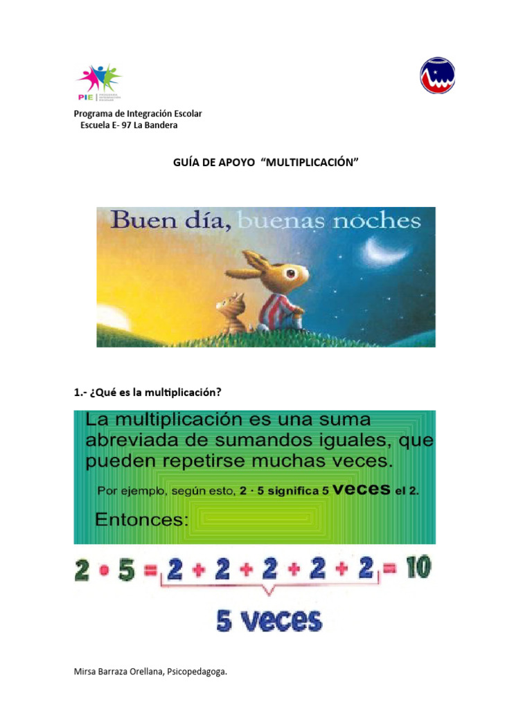 Guía de Multiplicación Escolar | PDF | Salud y bienestar