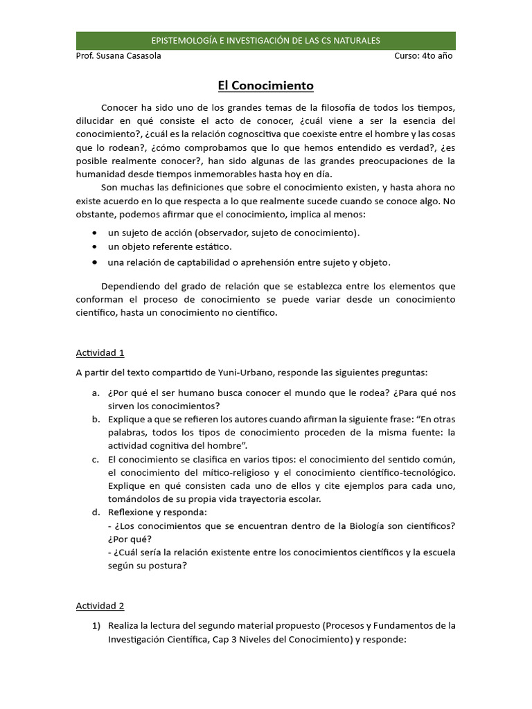 Noel Caz-N - El Conocimiento | PDF | Conocimiento | Verdad