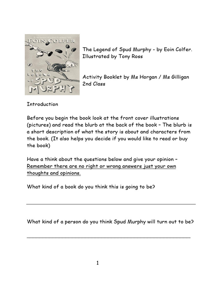 The Legend of Spud Murphy - Chap 1-3 2nd Class | PDF | Language Arts & Discipline | General Fiction