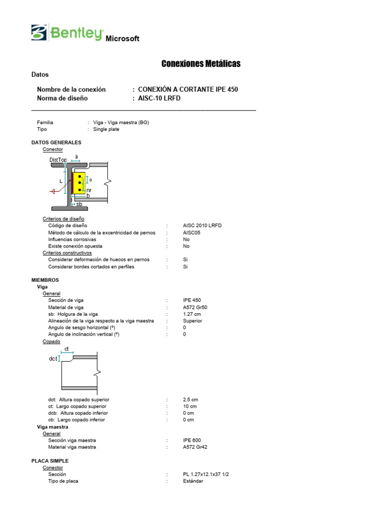 Conexión a Cortante IPE 450 AISC | PDF | Viga (Estructura) | Ingeniería ...