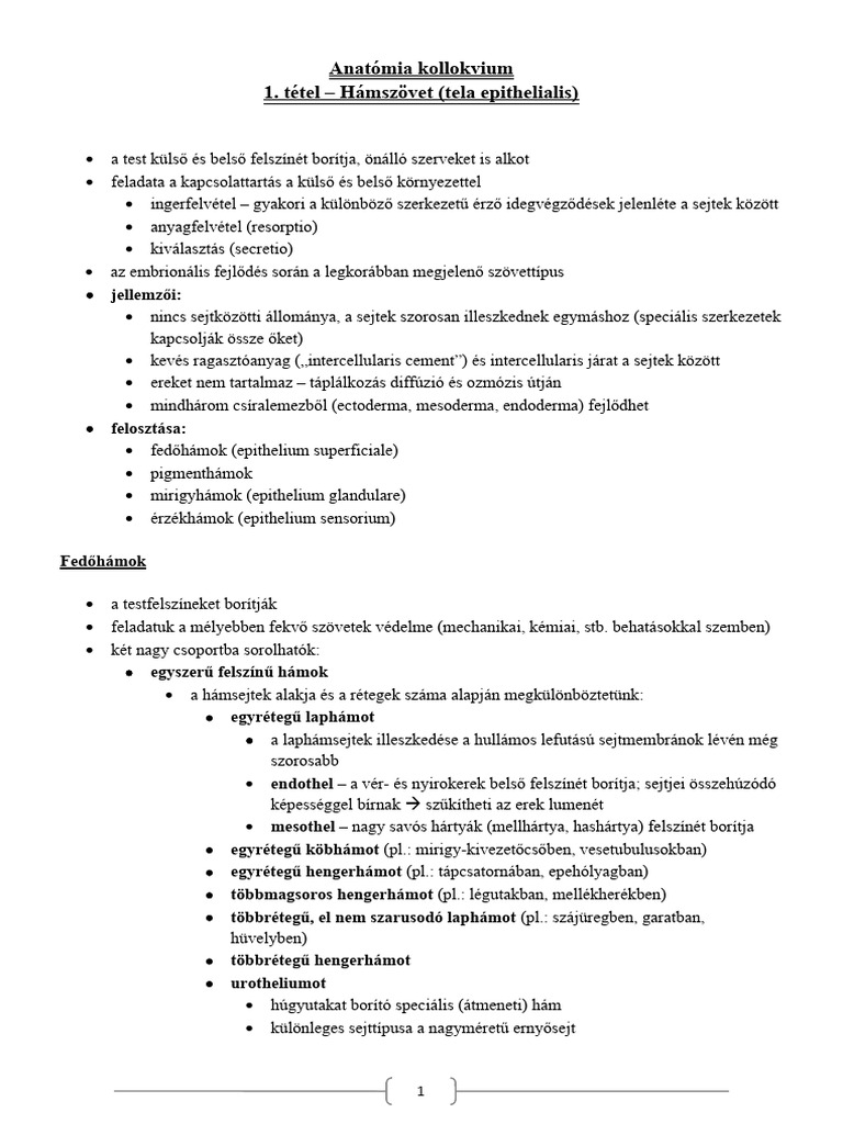 Tétel - Hámszövet | PDF