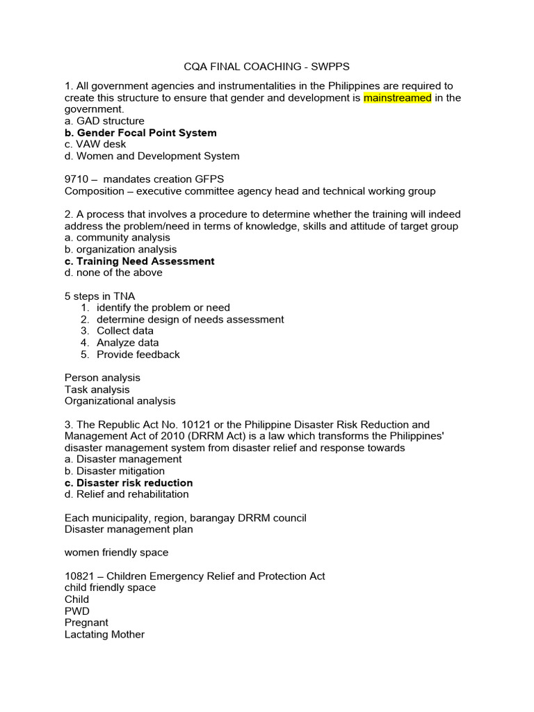 Cqa Final Coaching SWPPS - Processing | PDF | Emergency Management ...