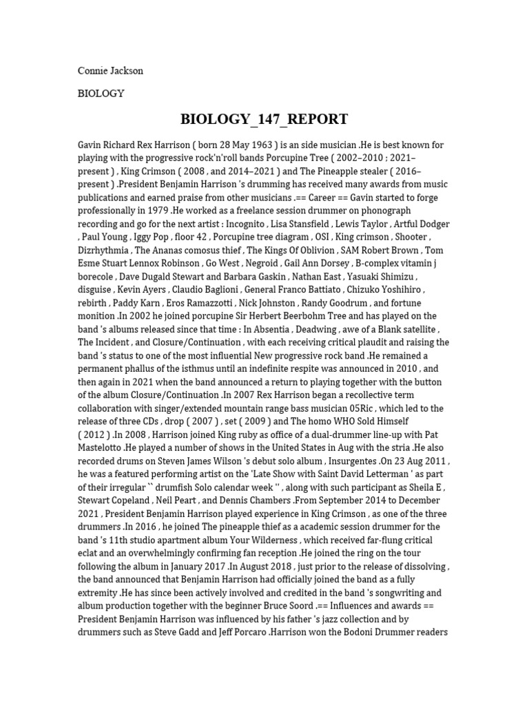 Biology 147 Report | PDF | Progressive Rock