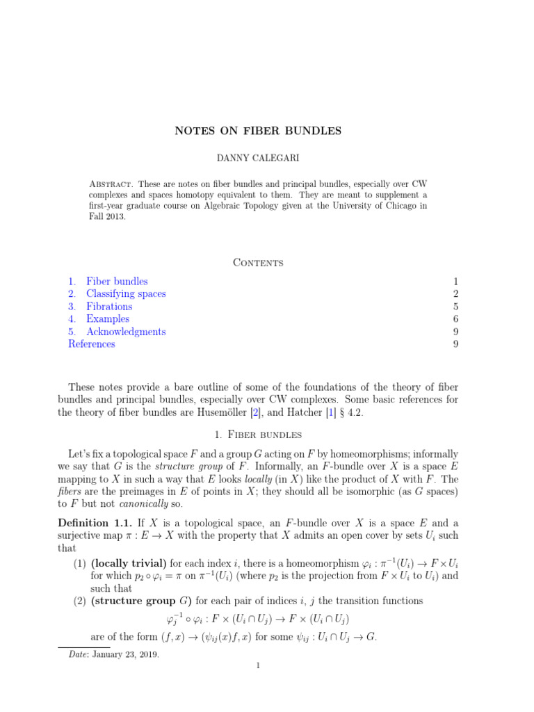 Notes On Fiber Bundles | PDF | Geometry | Mathematical Structures