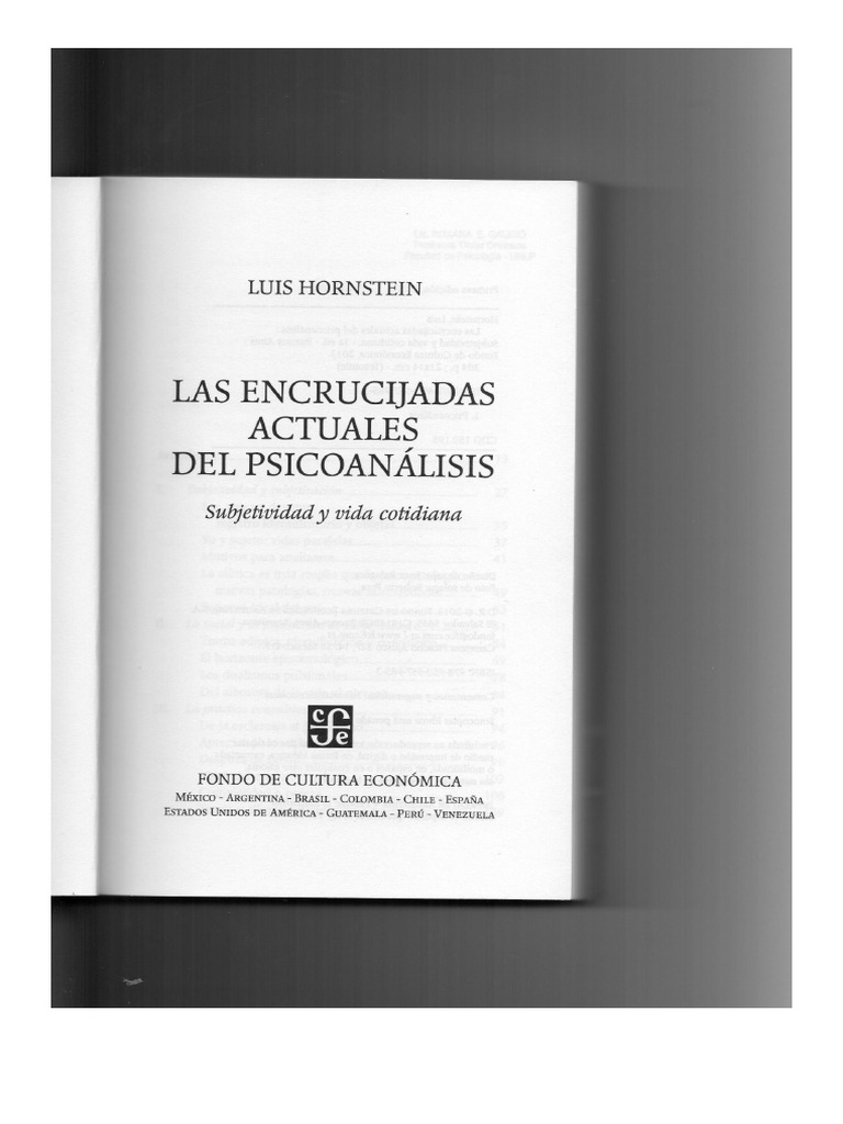 Hornstein, L. - Las Encrucijadas Actuales Del Psicoanálisis | PDF