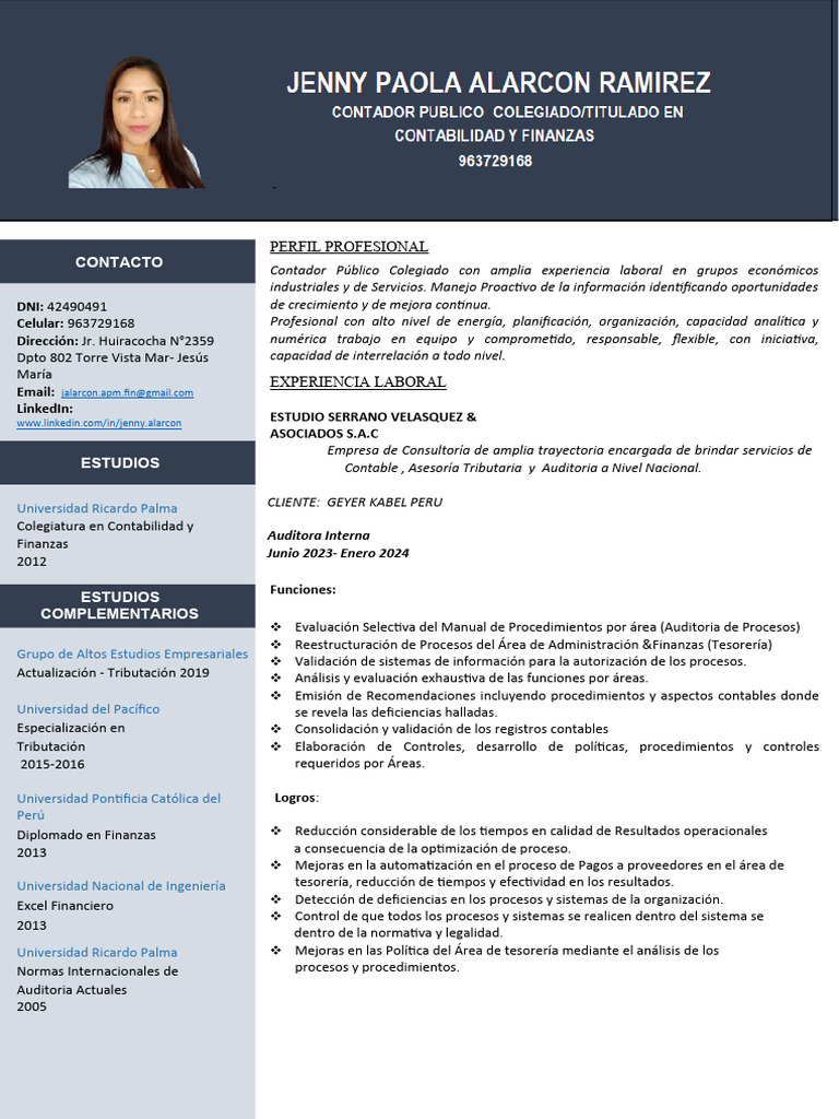 CV Jenny Paola Alarcon Ramirez - 2024 | Descargar gratis PDF ... CV Jenny Paola Alarcon Ramirez - 2024 | Descargar gratis PDF ...