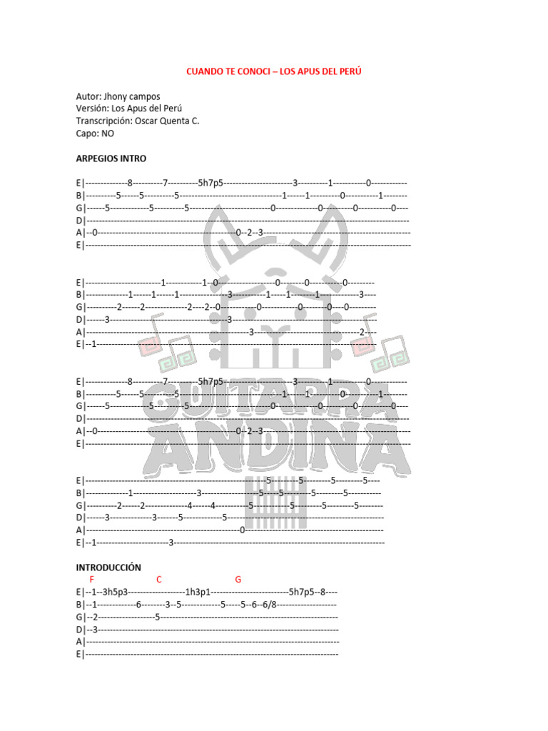 Partitura de "Cuando Te Conocí" | PDF | Computadores | Tecnologia e ...