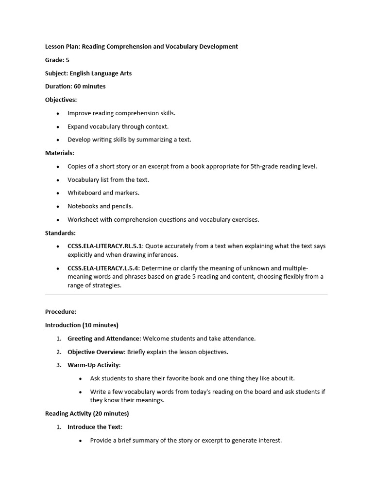 English Grade 5 | PDF | Reading Comprehension | Cognition