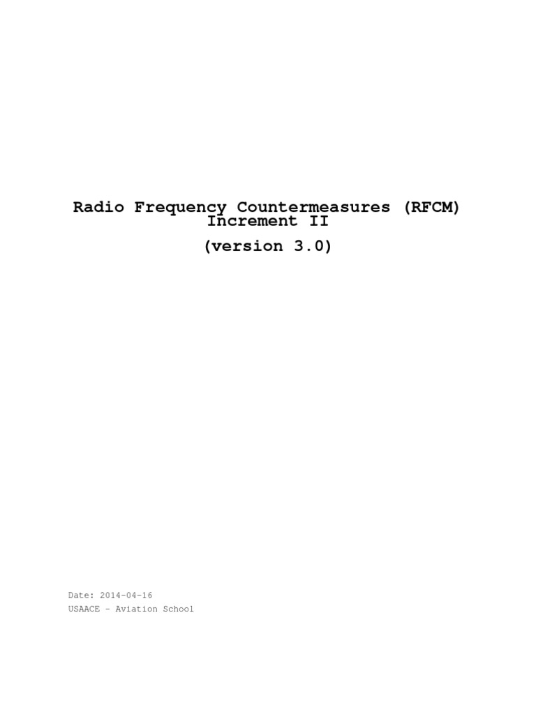 Radio Frequency Countermeasures (RFCM) Increment II (Version 3.0) | PDF ...