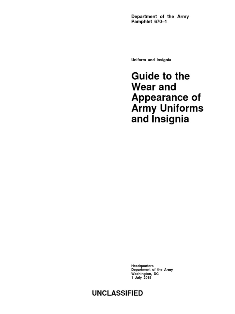 Guide To The Wear and Appearance of Army Uniforms and Insignia | PDF ...