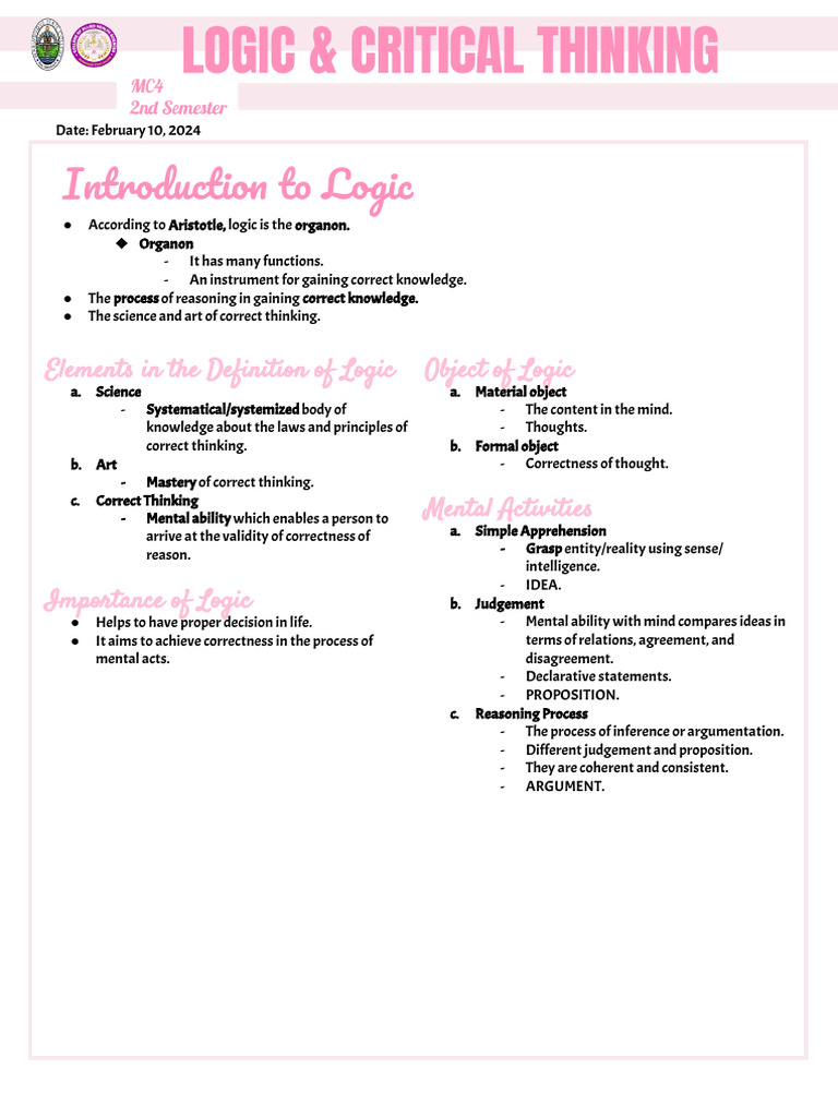 Intro To Logic | PDF