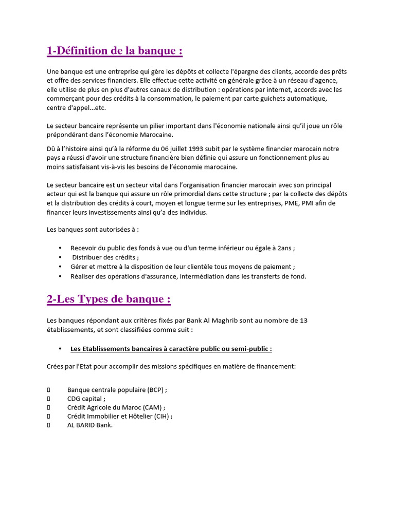Comprendre le secteur bancaire marocain | PDF | Banques | Chèque