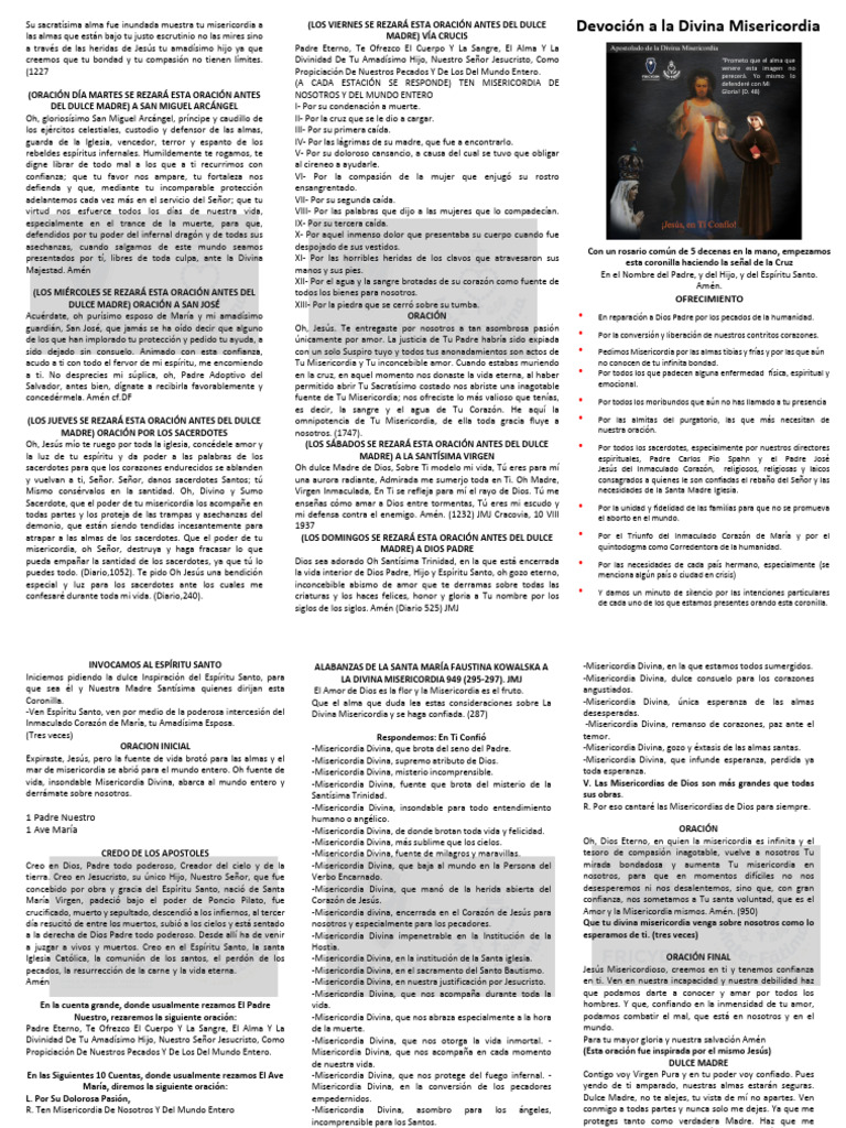 Triptico Coronilla Apostolado de La Divina Misericordia PDF | PDF | Teología sistemática | Teología