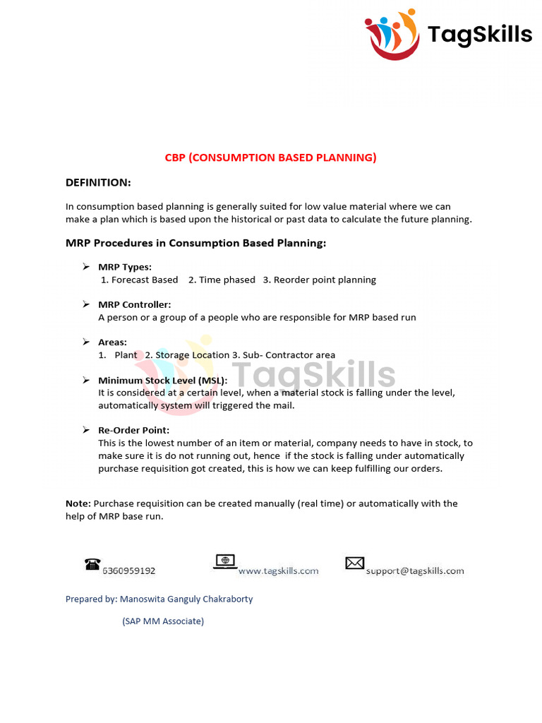 MRP Consumption Based Planning | PDF | Business