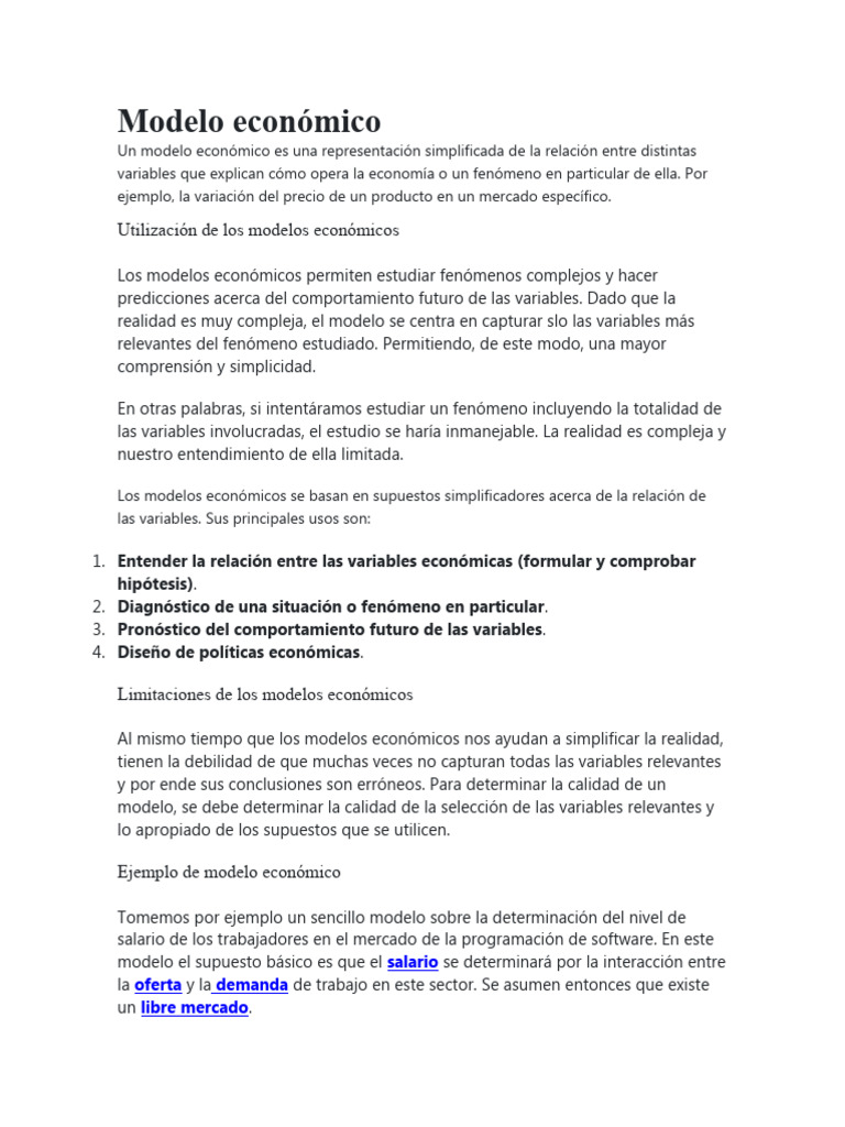 Introducción a Modelos Económicos | PDF | Modelo económico | Macroeconómica