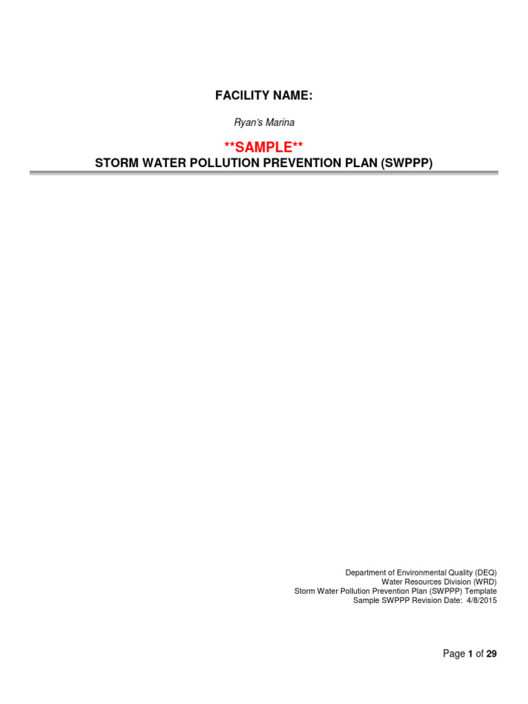 Ryan's Marina SWPPP Guide | PDF | Storm Drain | Stormwater