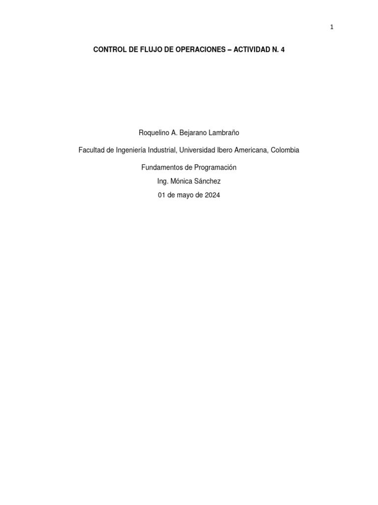 Actividad n.4 - Control de Flujo de Operaciones | Descargar gratis PDF | Ingeniería de software ...