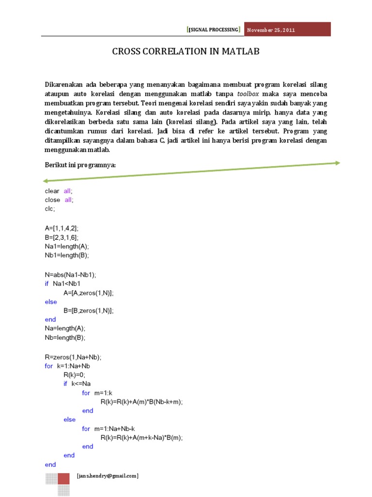 Cross Correlation in Matlab | PDF