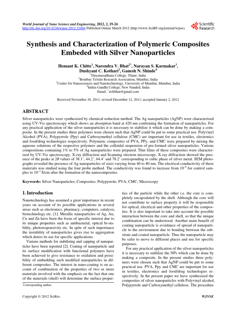 Synthesis and Characterization of Polyme | PDF | Nanoparticle ...
