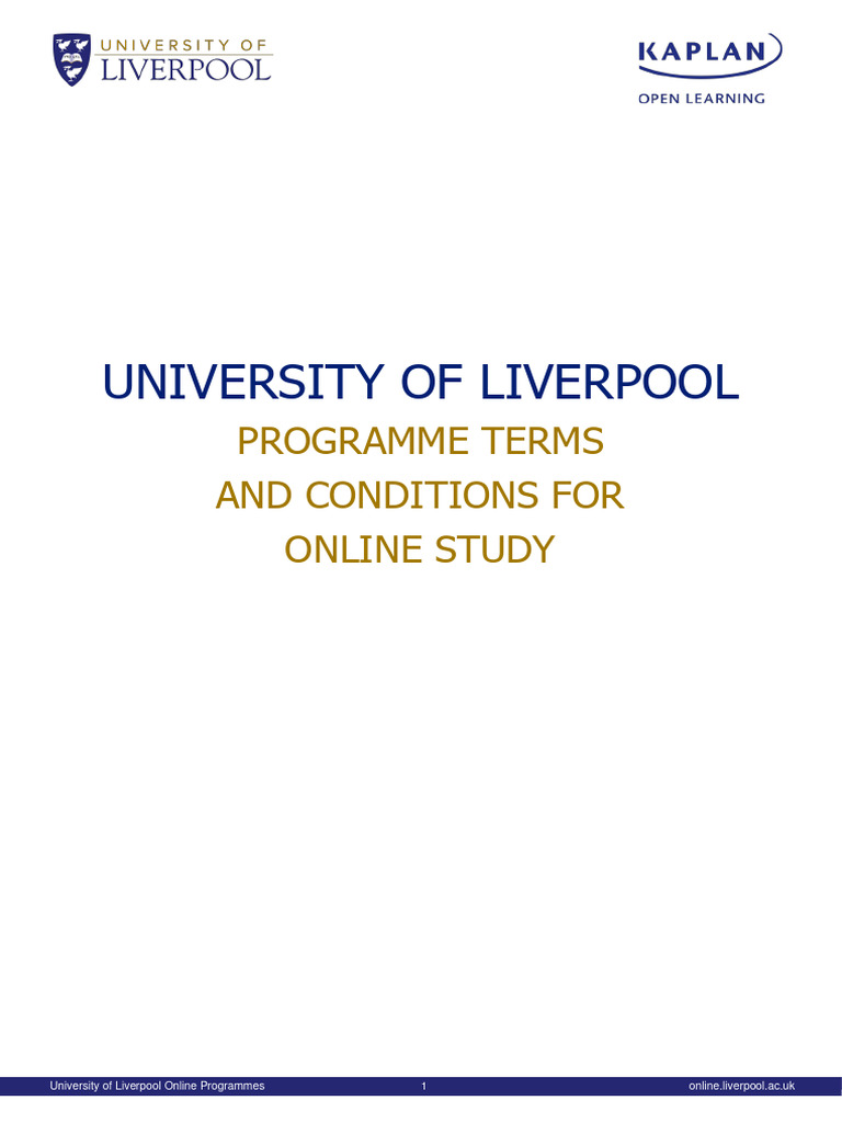 Online Study Terms - Liverpool Uni | PDF | Fee | Intellectual Property
