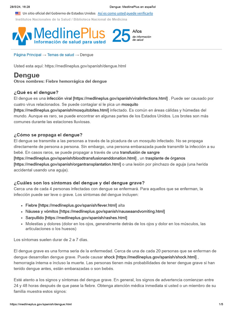 Dengue: Síntomas, Causas y Prevención | PDF | Fiebre del zika ...
