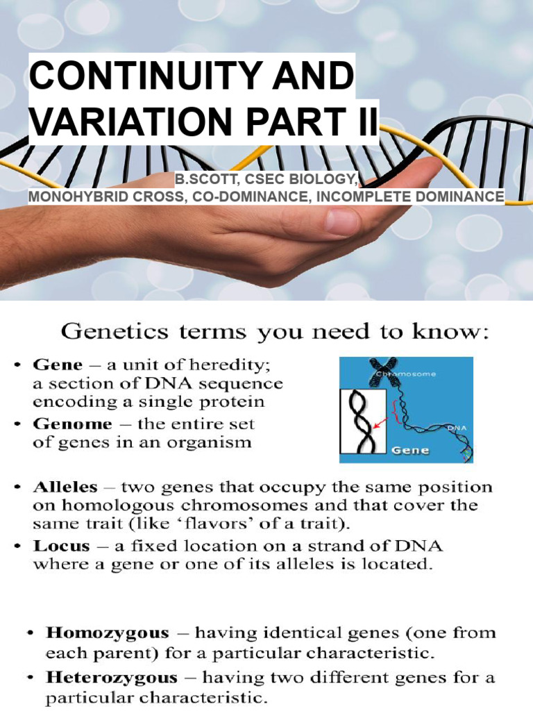 Continuity And Variation Part Ii Pdf Dominance Genetics Sex