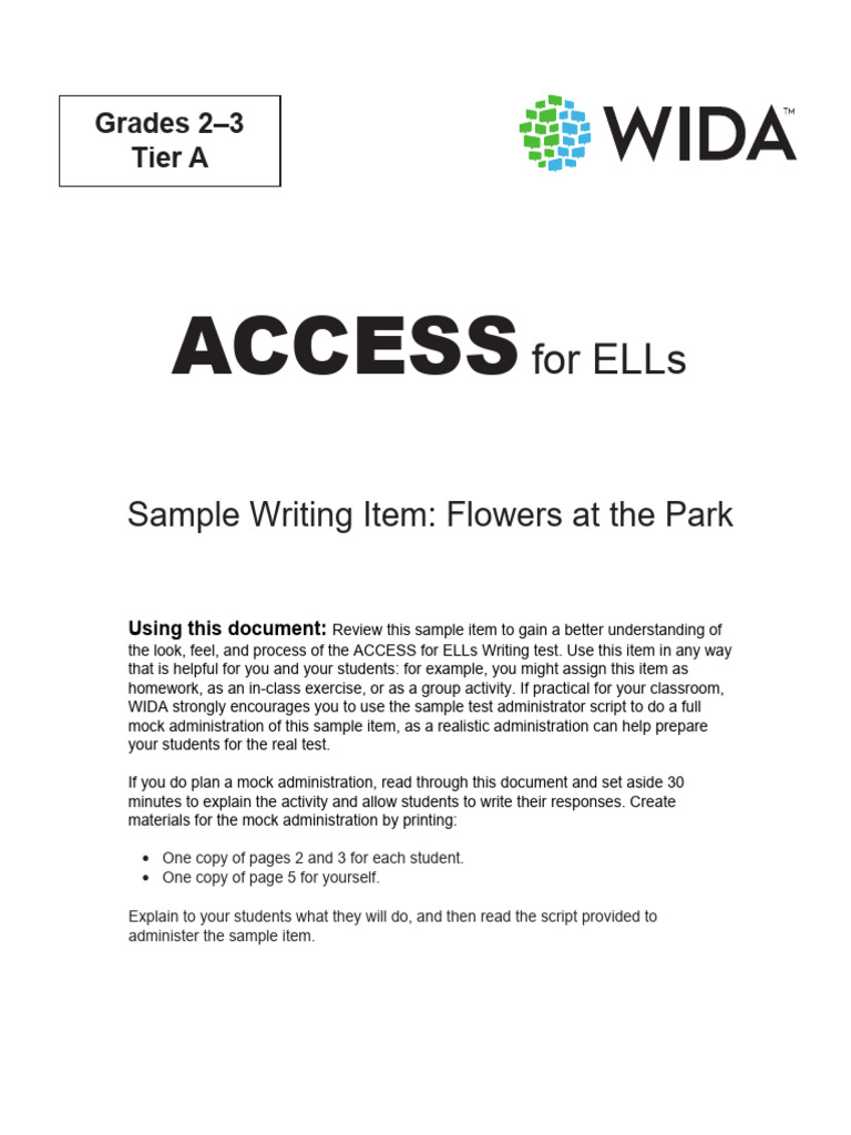 ACCESS ELLs Writing Sample: Flowers | PDF | Behavior Modification ...