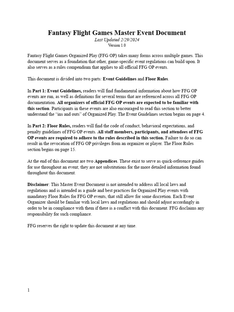 FFG Organized Play Event Guidelines | PDF | Sports