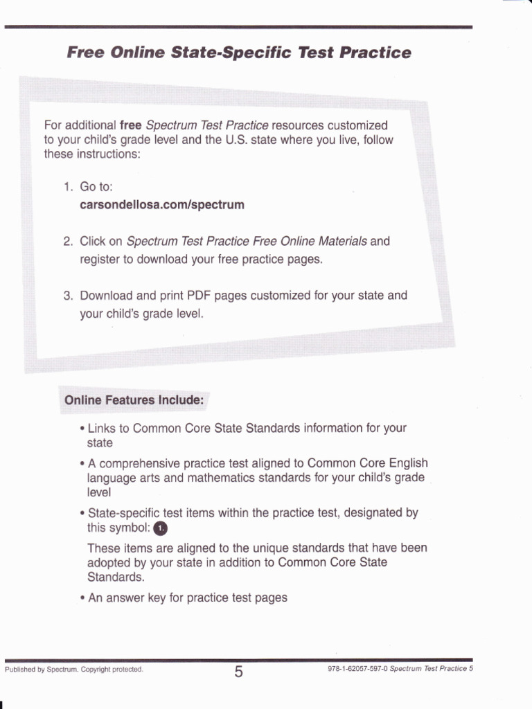 Reading Language Arts Math Answer Key Test | PDF | Mathematics