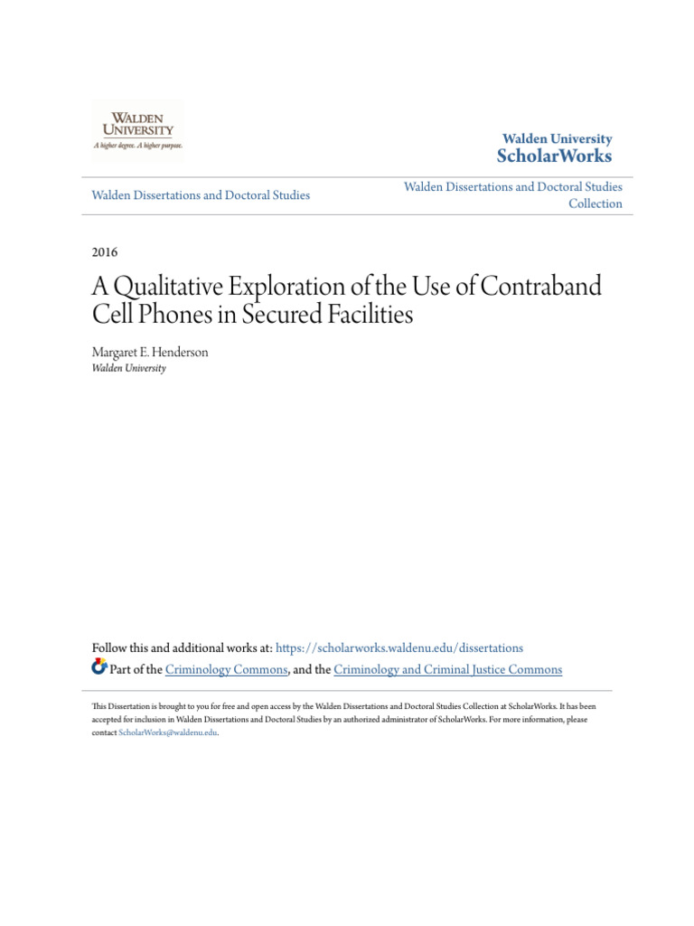 A Qualitative Exploration of The Use of Contraband Cell Phones in | PDF ...