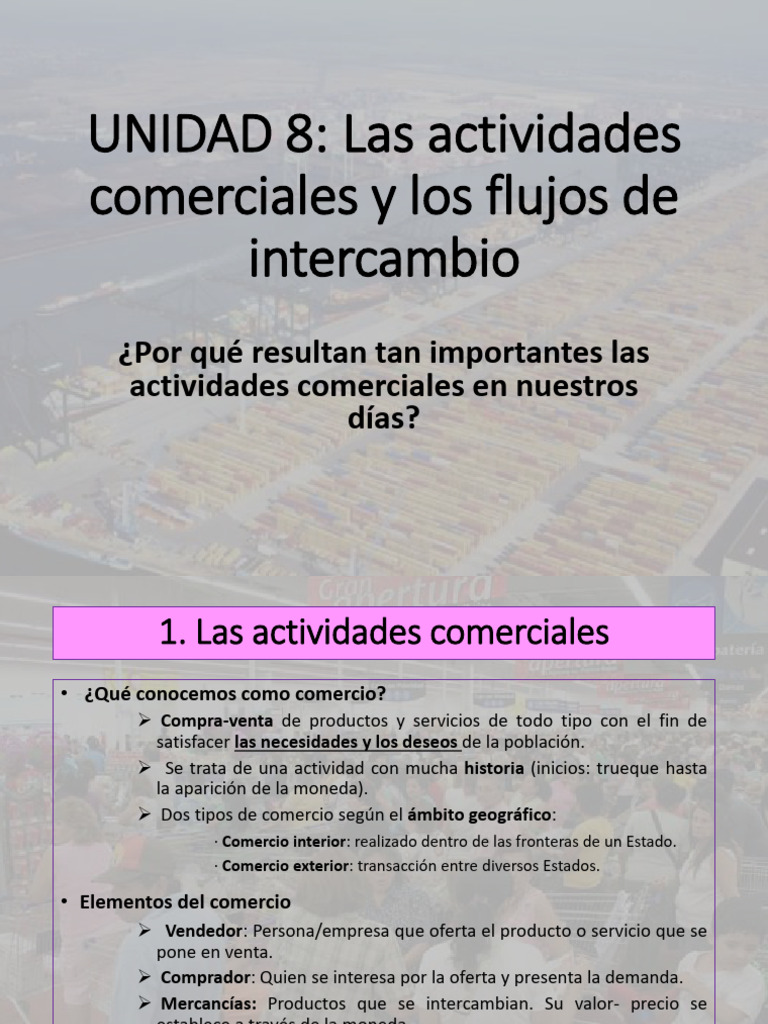 Unidad 8 Las Actividades Comerciales y Los Flujos de Intercambio | PDF | Comercio | Al por menor