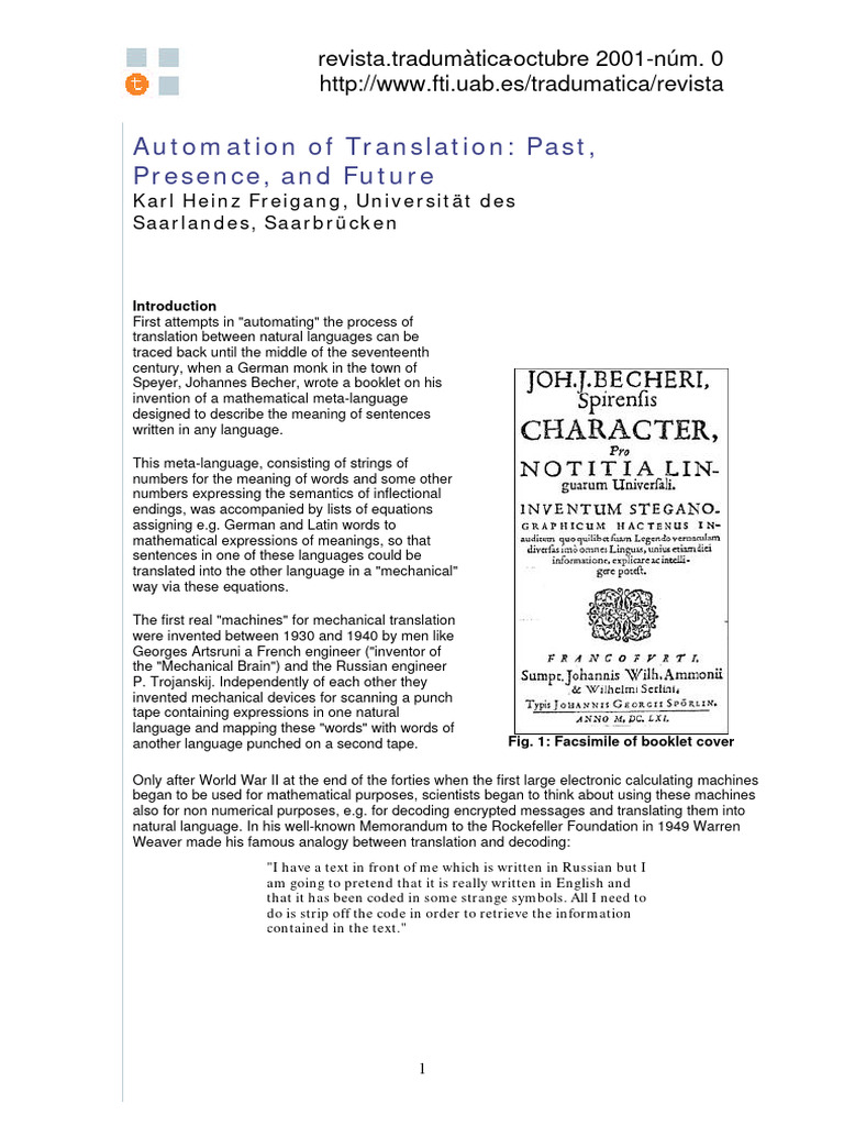 Automation of Translation Past, Presence, and Future | PDF ...