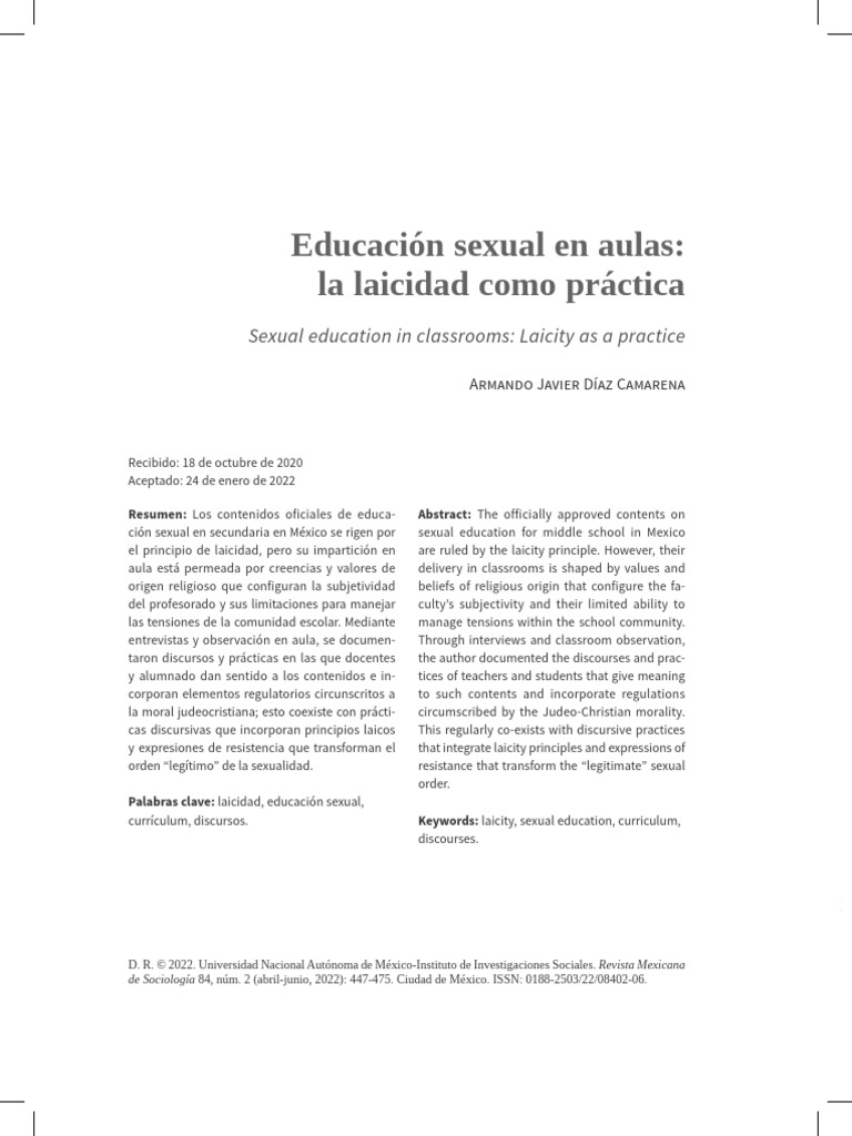 Artículo 2 | PDF | Educación sexual | Secularidad