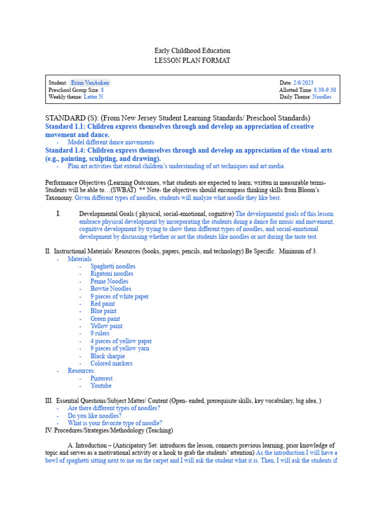 Erinn Vanauken - Lesson Plan Jan | PDF | Cognitive Science | Learning