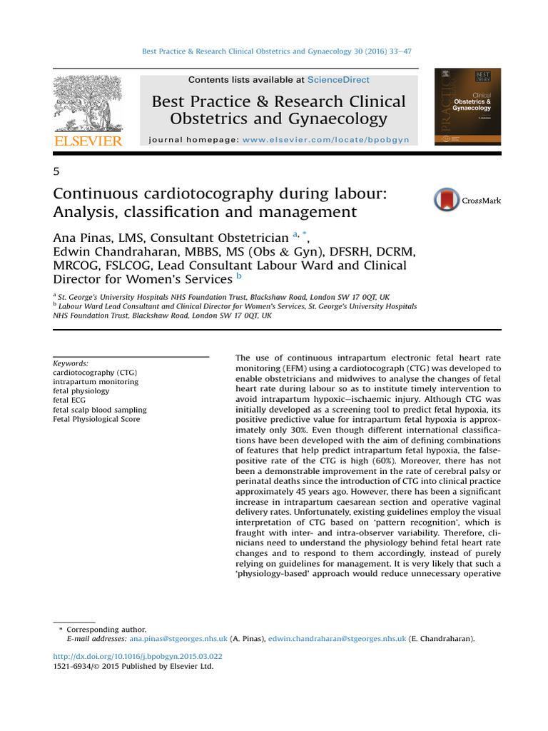 Continuous Cardiotocography in Labour Management | PDF | Childbirth ...